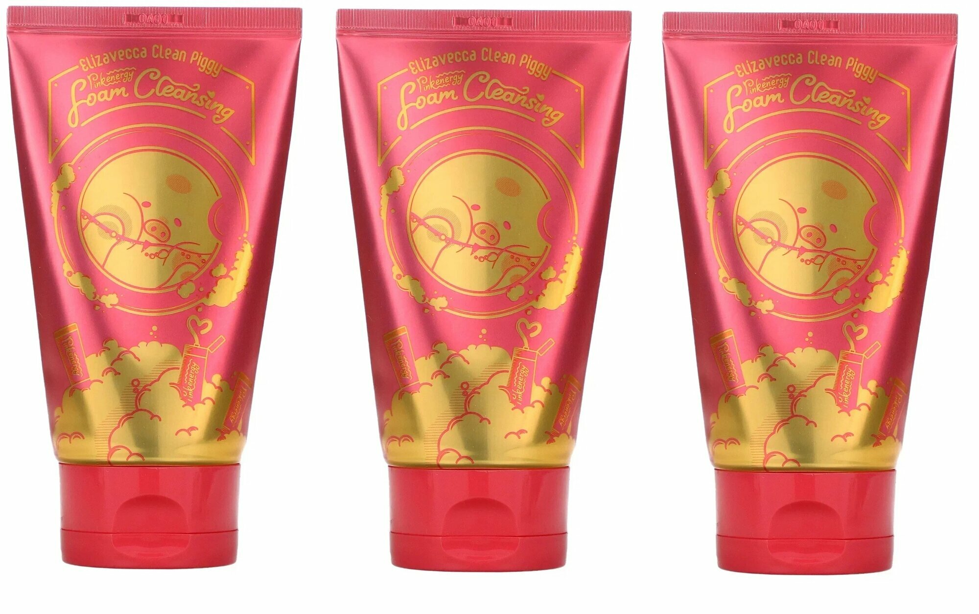 Пенка для умывания Elizavecca, Clean Piggy Pinkenergy Foam Cleansing, 120 мл, 3 шт
