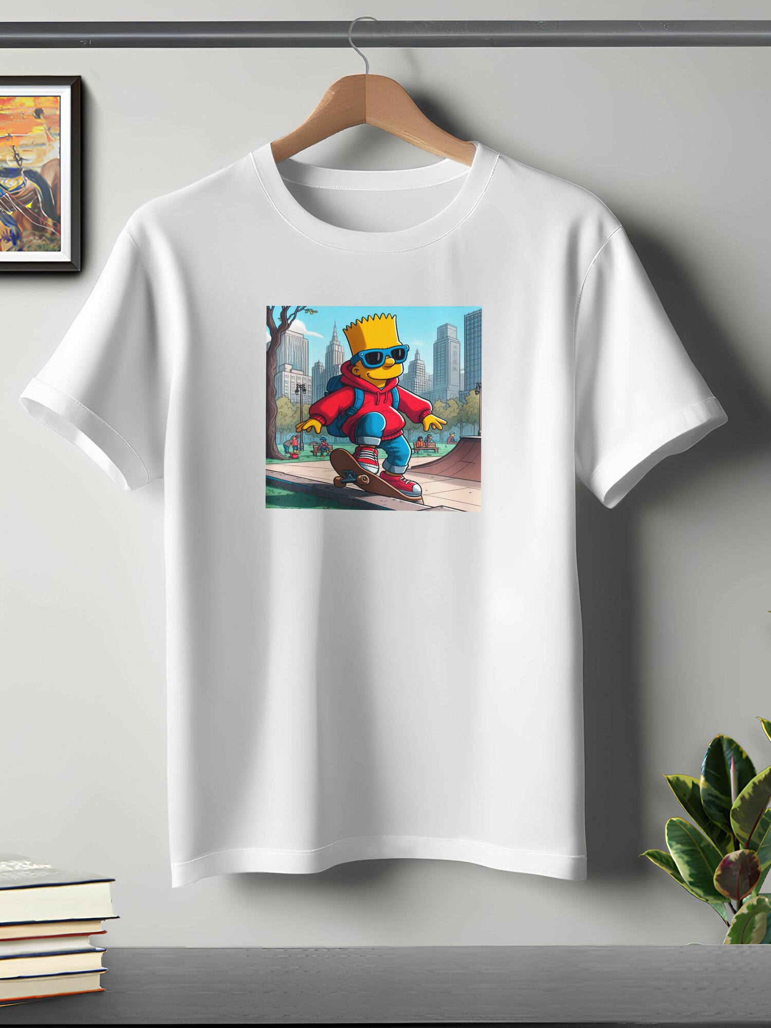 Футболка  Детская ONEQ 152 (12-13) размер с принтом Симпсоны, белая