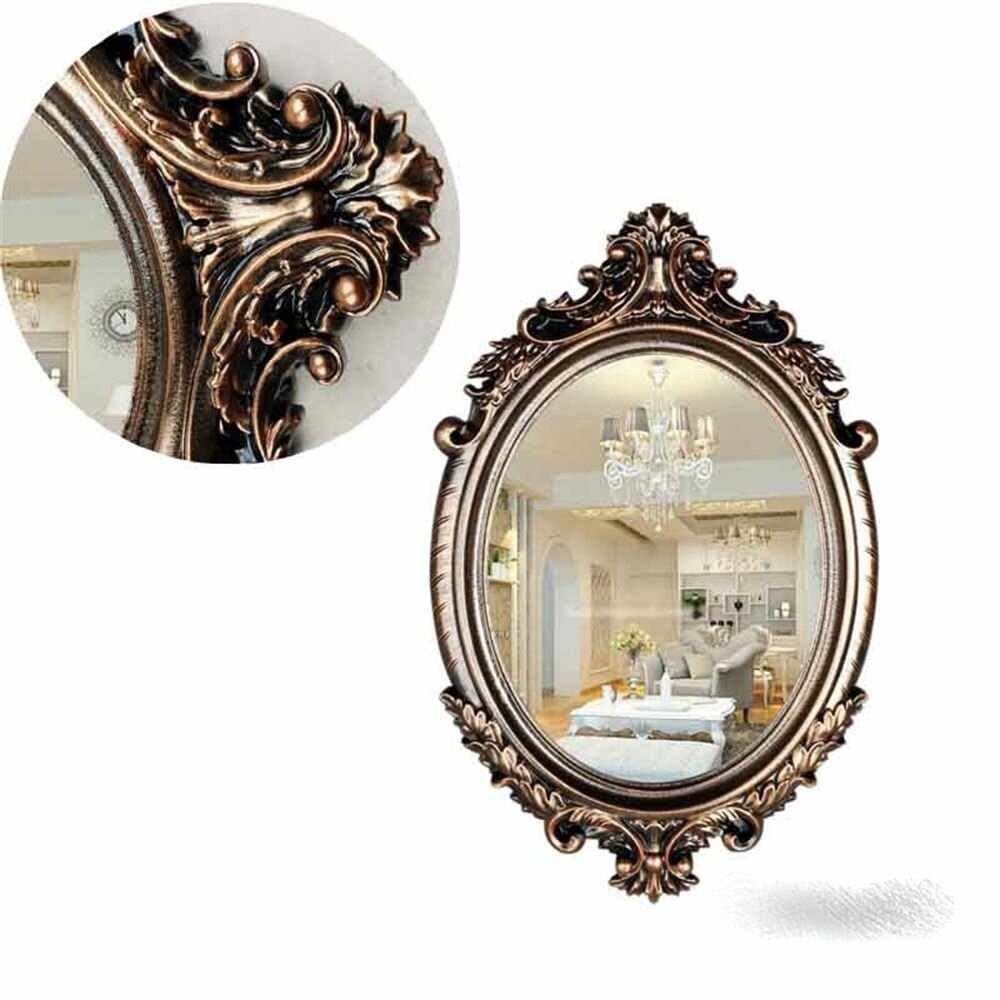 Зеркало овальной формы, рама из массива дерева, медного цвета, подходит для ванной комнаты и спальни, 80*60см