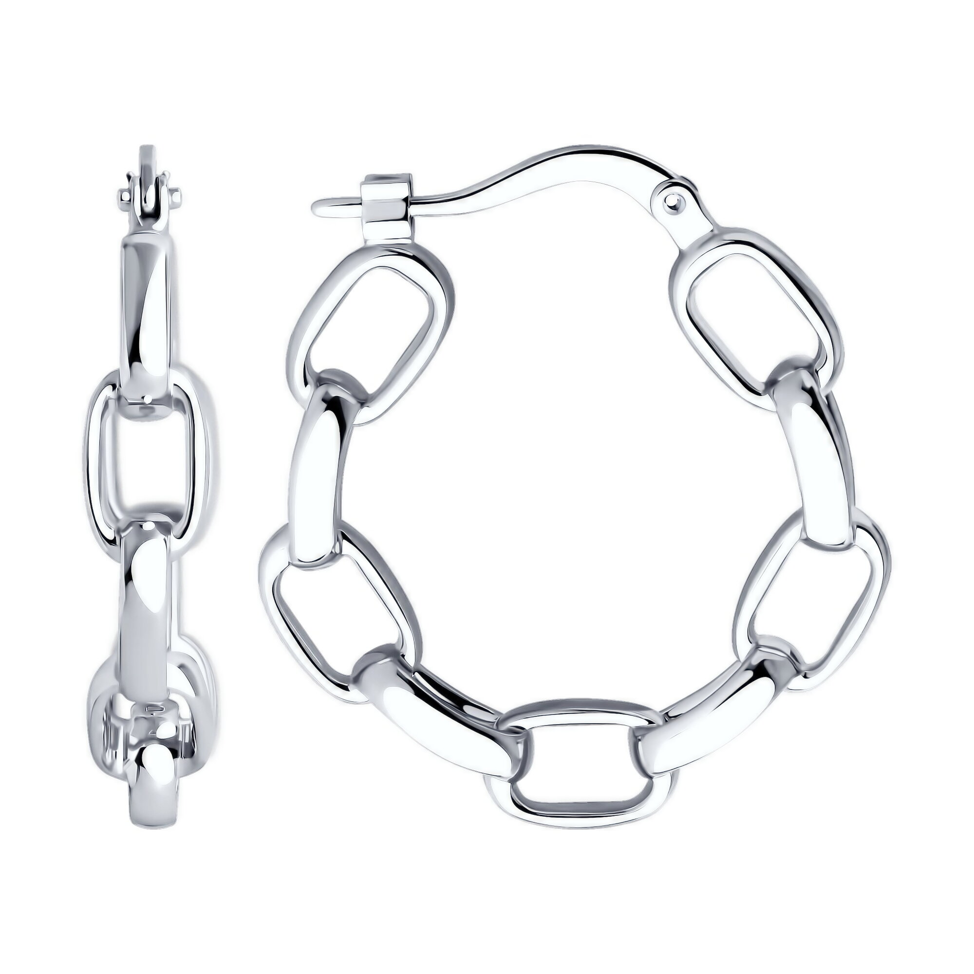 Серьги конго, серебро, 925 проба, родирование