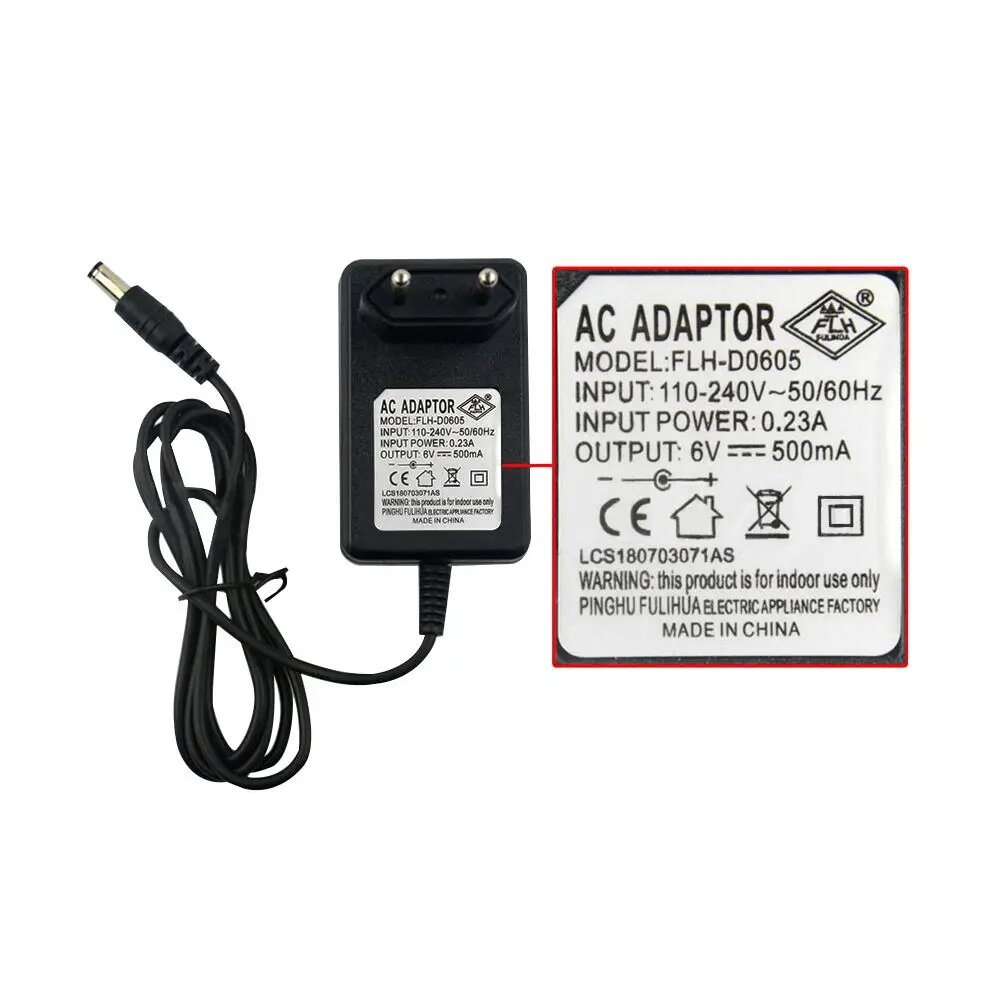 Зарядное устройство 12В 1000мА 6В 500мА EU 6V500MA