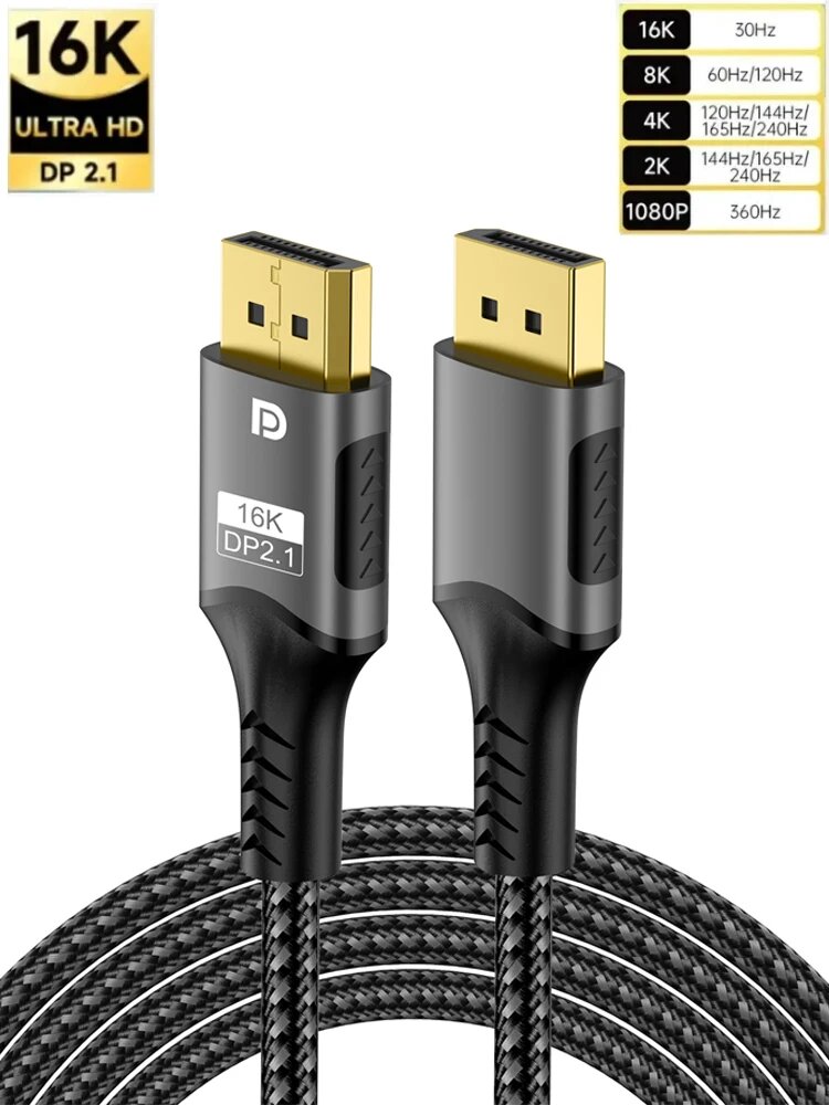 Кабель DisplayPort 2.1 2 м, 16K DP 2.1