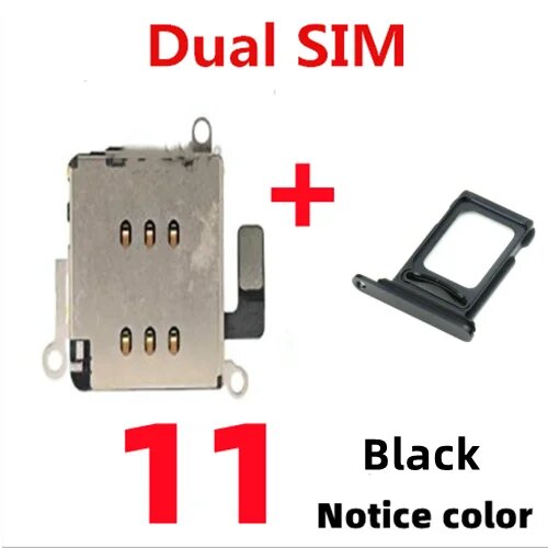 AliSunny 1 комплект, двойной разъем для чтения SIM-карт, гибкий кабель + держатель слота для лотка, адаптер для iPhone 11 12 13 Pro Max XR XSMax, детали 1set 11 Black