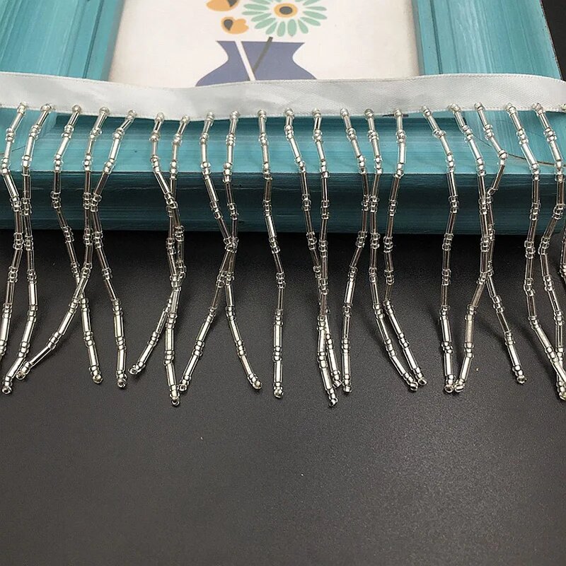Хрустальная бахрома из бисера для рукоделия silver tube beads