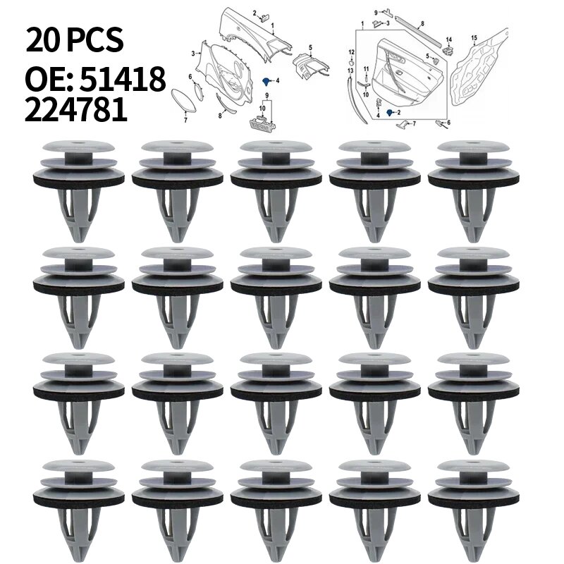20 шт. фиксирующие зажимы для накладки карты дверной панели автомобиля 51418224781 для BMW E88 F45 E36 E46 E90 E91 F32 F33 F82 E60 E61 X1 Замена