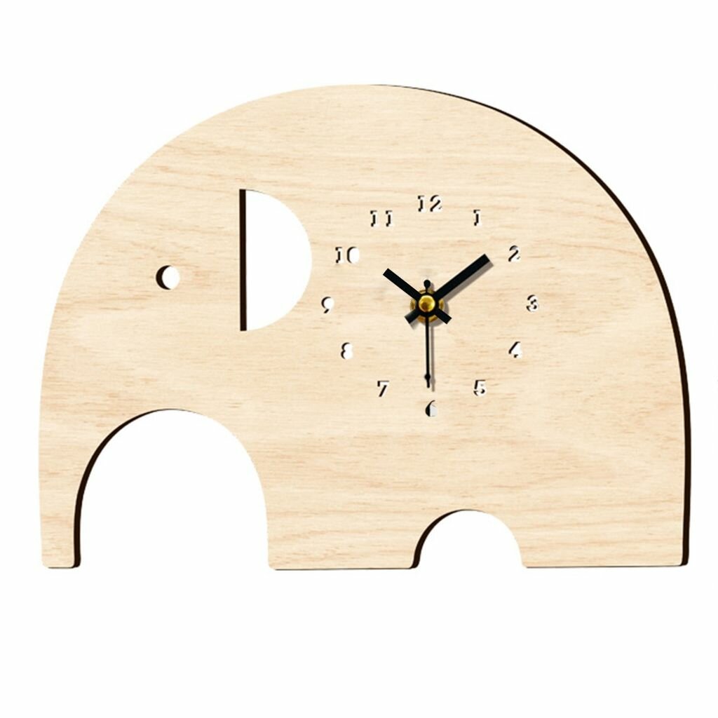Деревянные часы "Слон" для детской комнаты