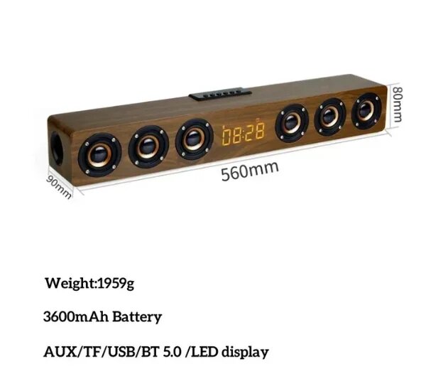 Деревянная Bluetooth-колонка 6 динамиков