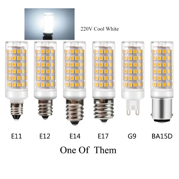 Kinbelle Светодиодная лампочка G9 E11 E12 E14 E17 BA15D 9 Вт 220V Cool White, E17