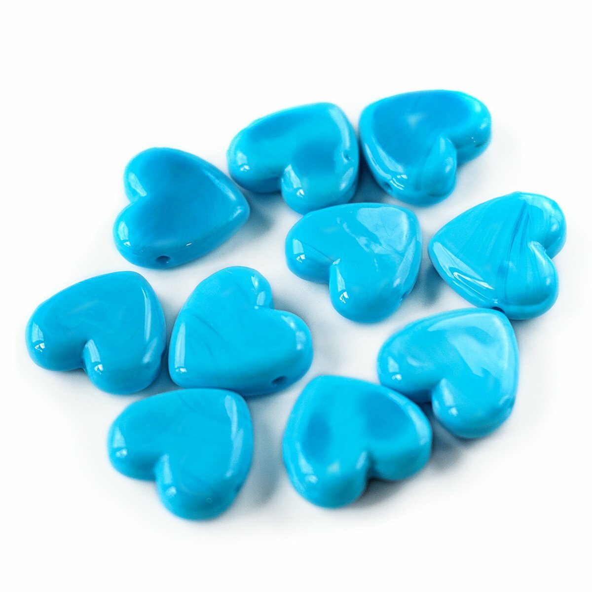 Бусины сердце Лэмпворк стекло 2 шт, голубой, 20x20x7 мм