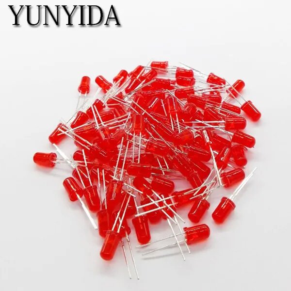 Светодиоды 5 мм красные YUNYIDA, 100 шт.