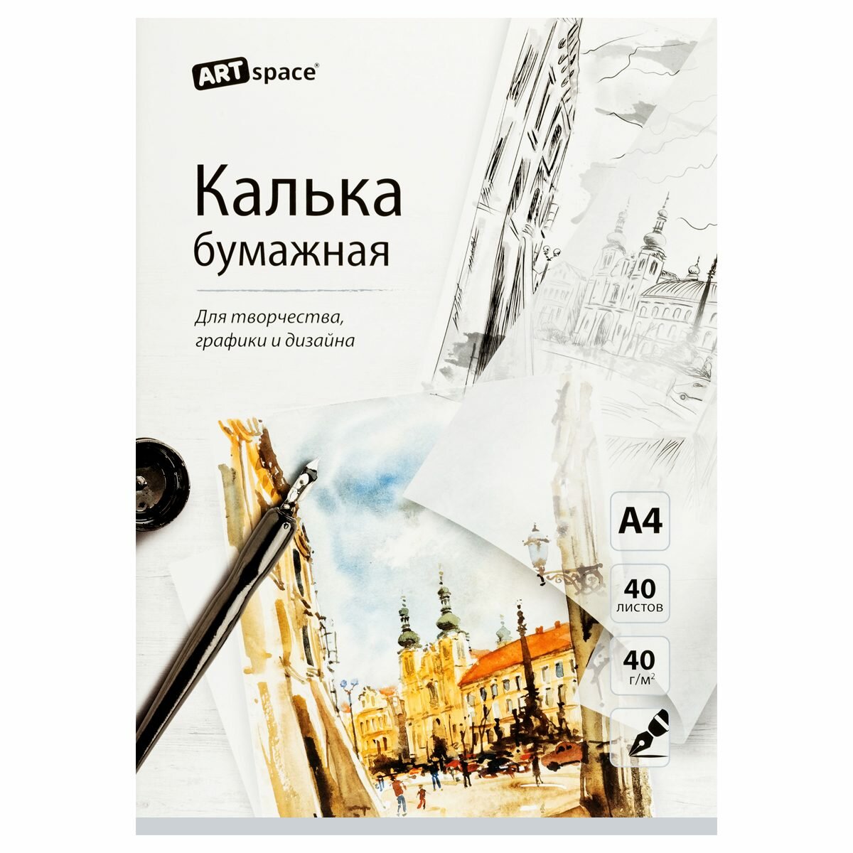 Калька под тушь ArtSpace (А4, 40г) пачка 40л. (Кбт4_54953)