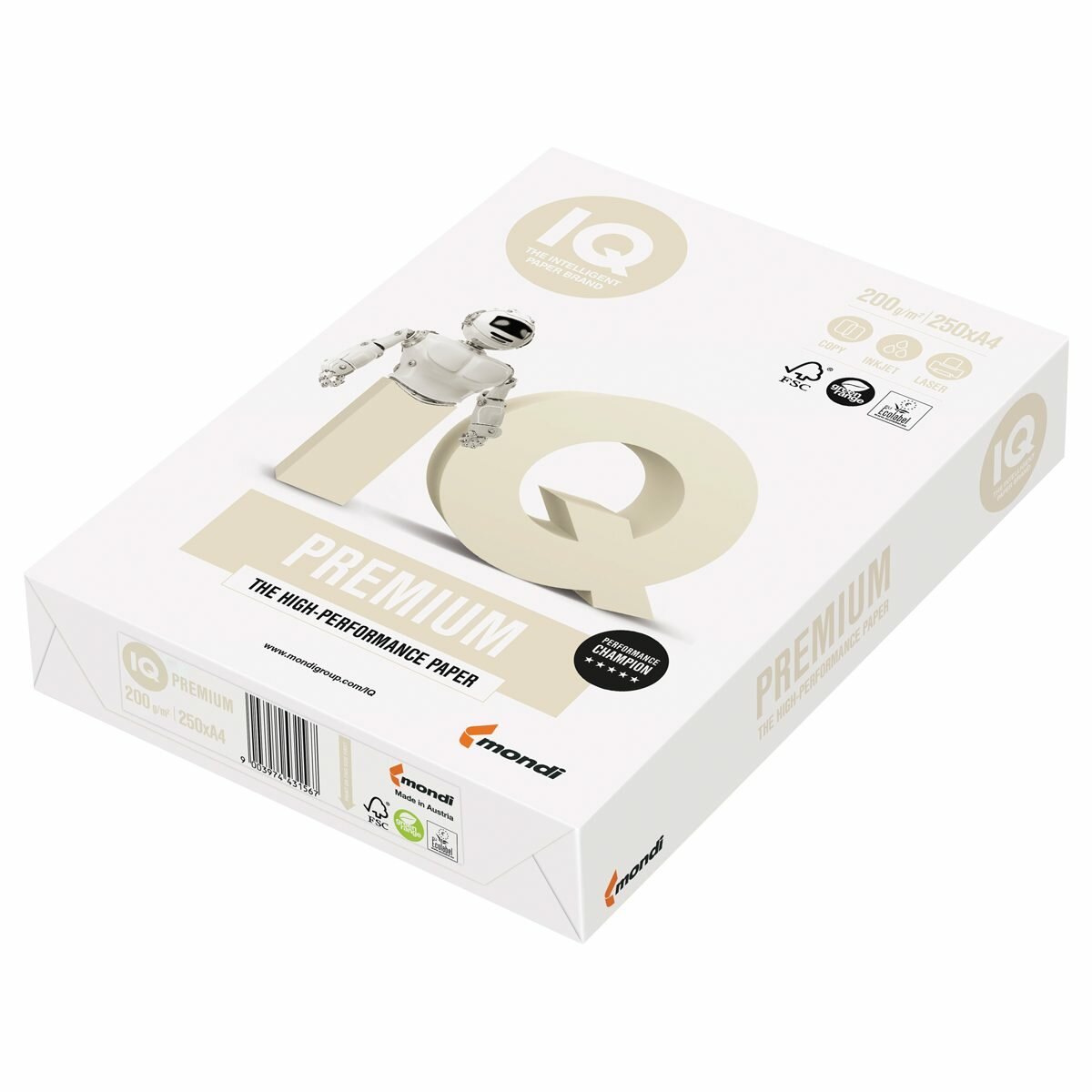 Бумага для цветной лазерной печати IQ Premium (А4, 200г, 169% CIE) 250 листов