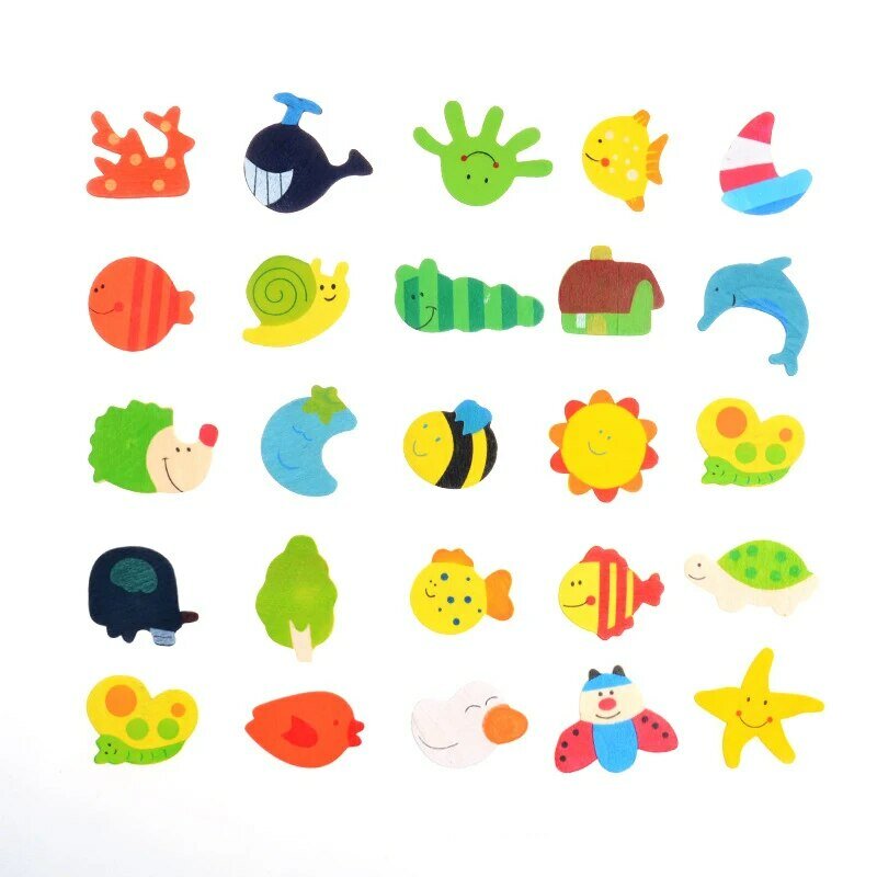 12 шт./набор детских игрушек, мультяшные животные, холодильник, магниты, фигурки, палочки, образовательная модель Монтессори, игрушка для детей