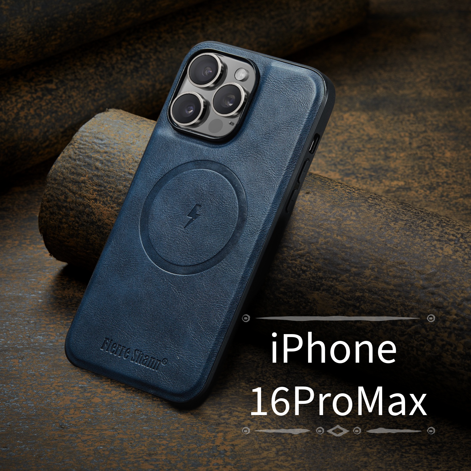 Чехол на айфон 16 про макс синий кожаный - Чехол iPhone 16 pro max синий