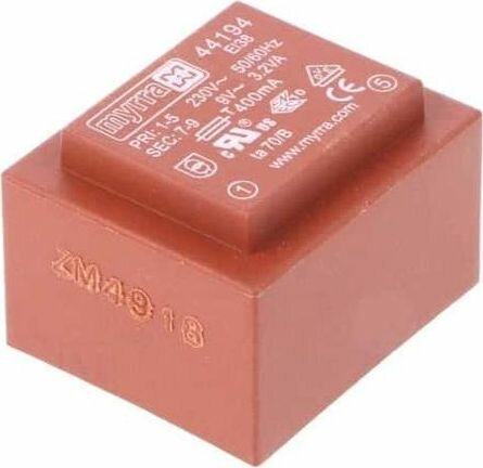 Трансформатор MYRRA 44194 залитый, 3,2ВА, 230ВAC, 9В, 356мА, Монтаж PCB, 1 шт