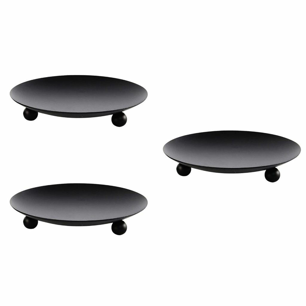 3 предмета металлического подсвечника из кованого железа в стиле ретро-черный