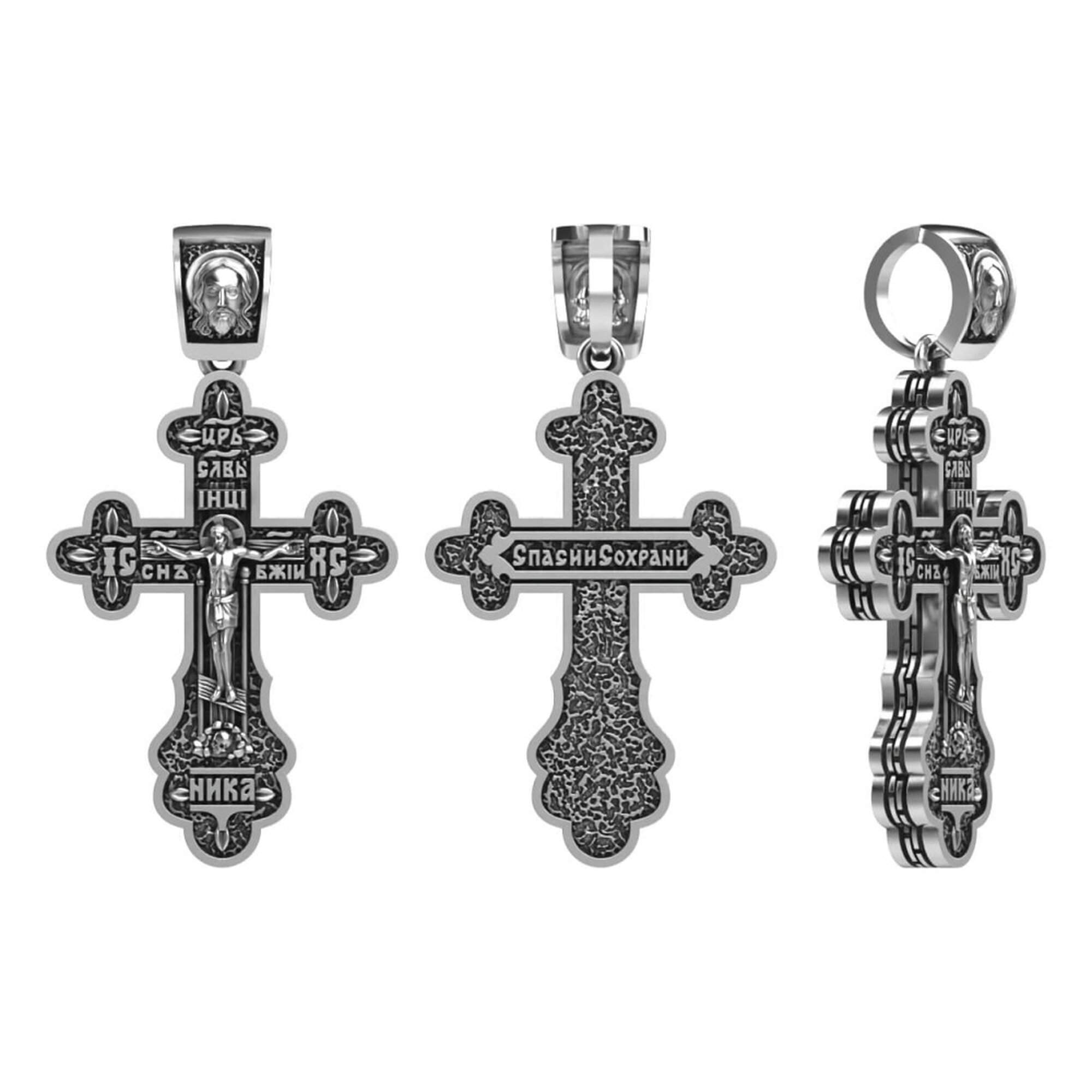 Крестик, серебро, 925 проба, чернение