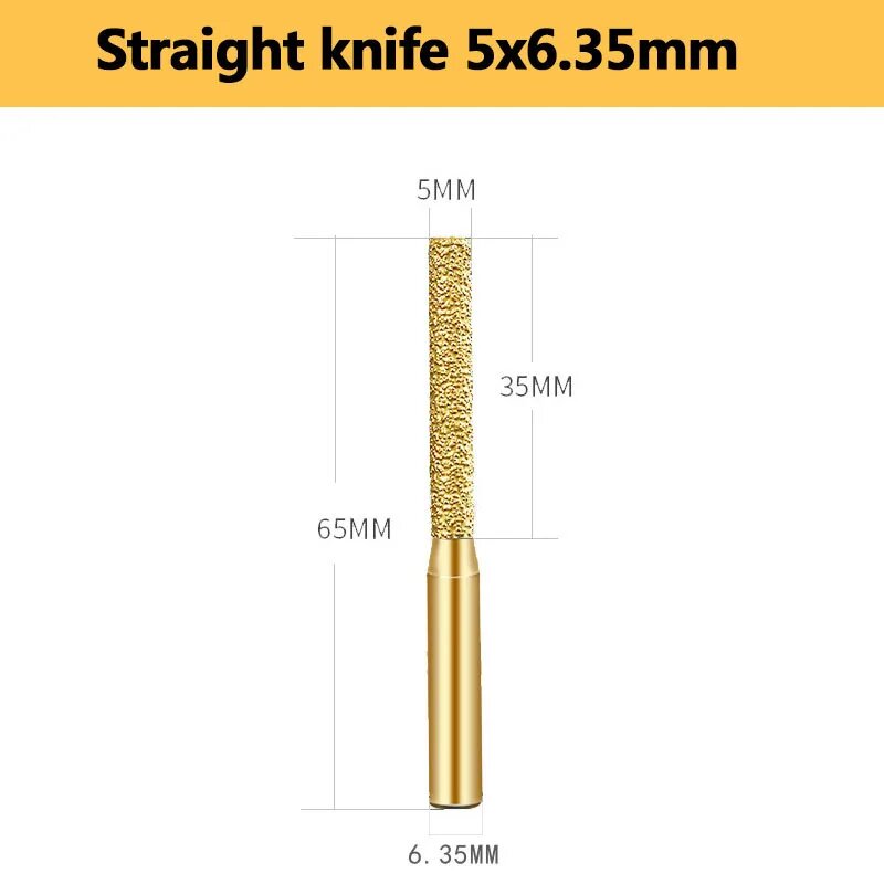 Паяная алмазная фреза, фреза с прямым хвостовиком для кварцевого камня, мрамора, гранита, керамической плитки, обрезки 5x6.35mm