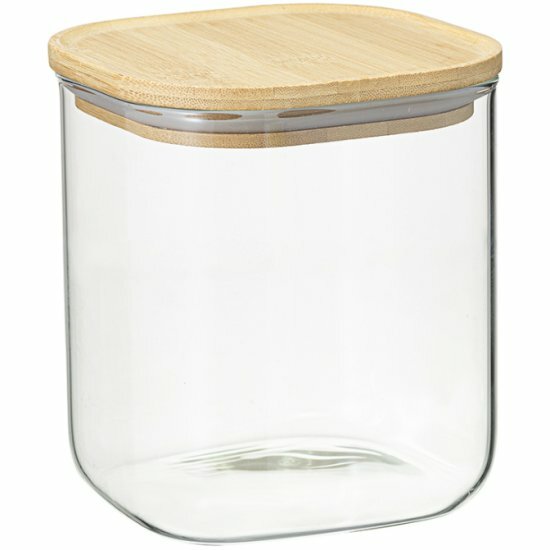 Банка для хранения Smart Solutions Glass Bamboo квадратная, 800 мл (SS0000159)