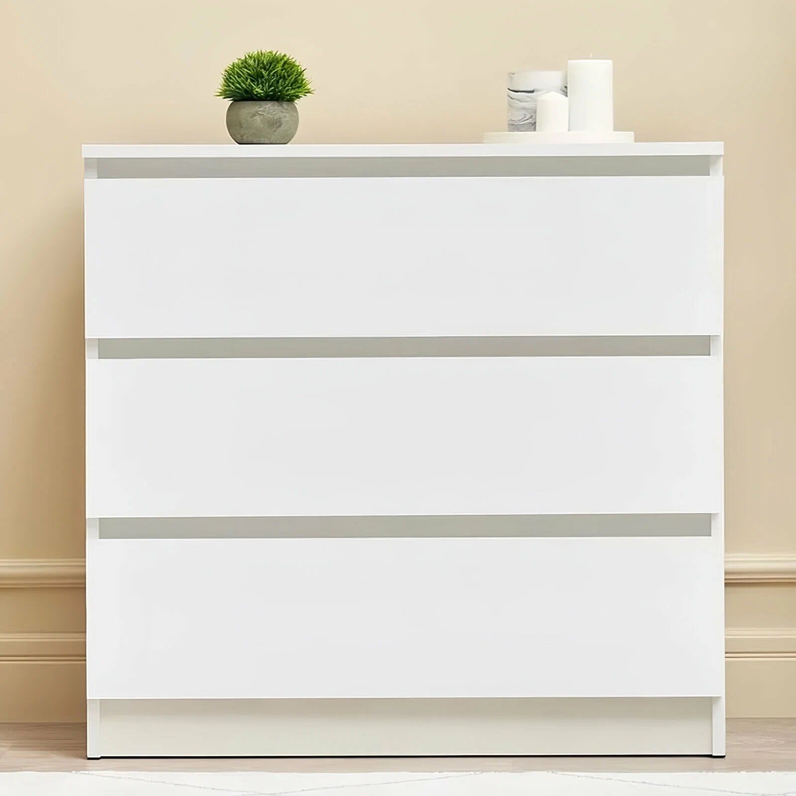 Комод для одежды с ящиками Челси, 3 ящика, 80×76×33 см, Белый глянец