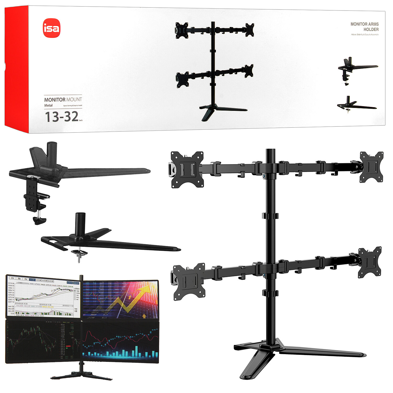 Держатель для четырех мониторов 13"-32" 466021