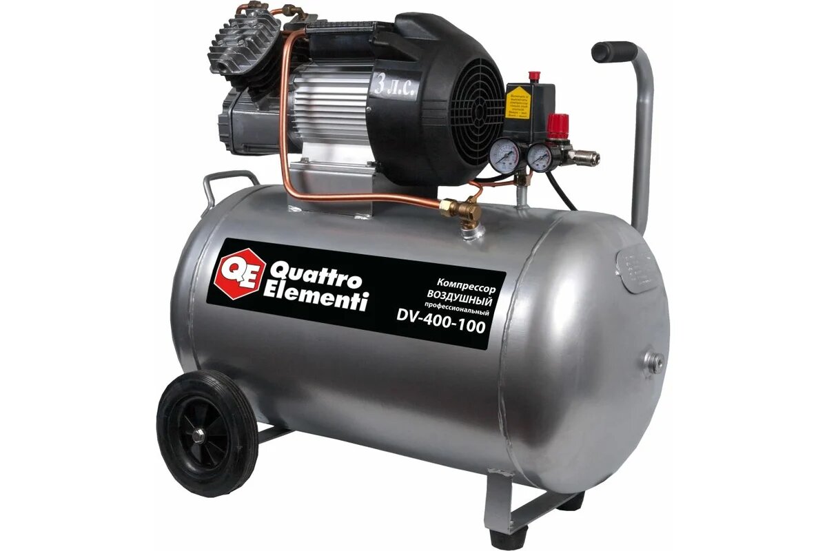 Компрессор масляный QUATTRO ELEMENTI DV-400-100, ресивер 100 л