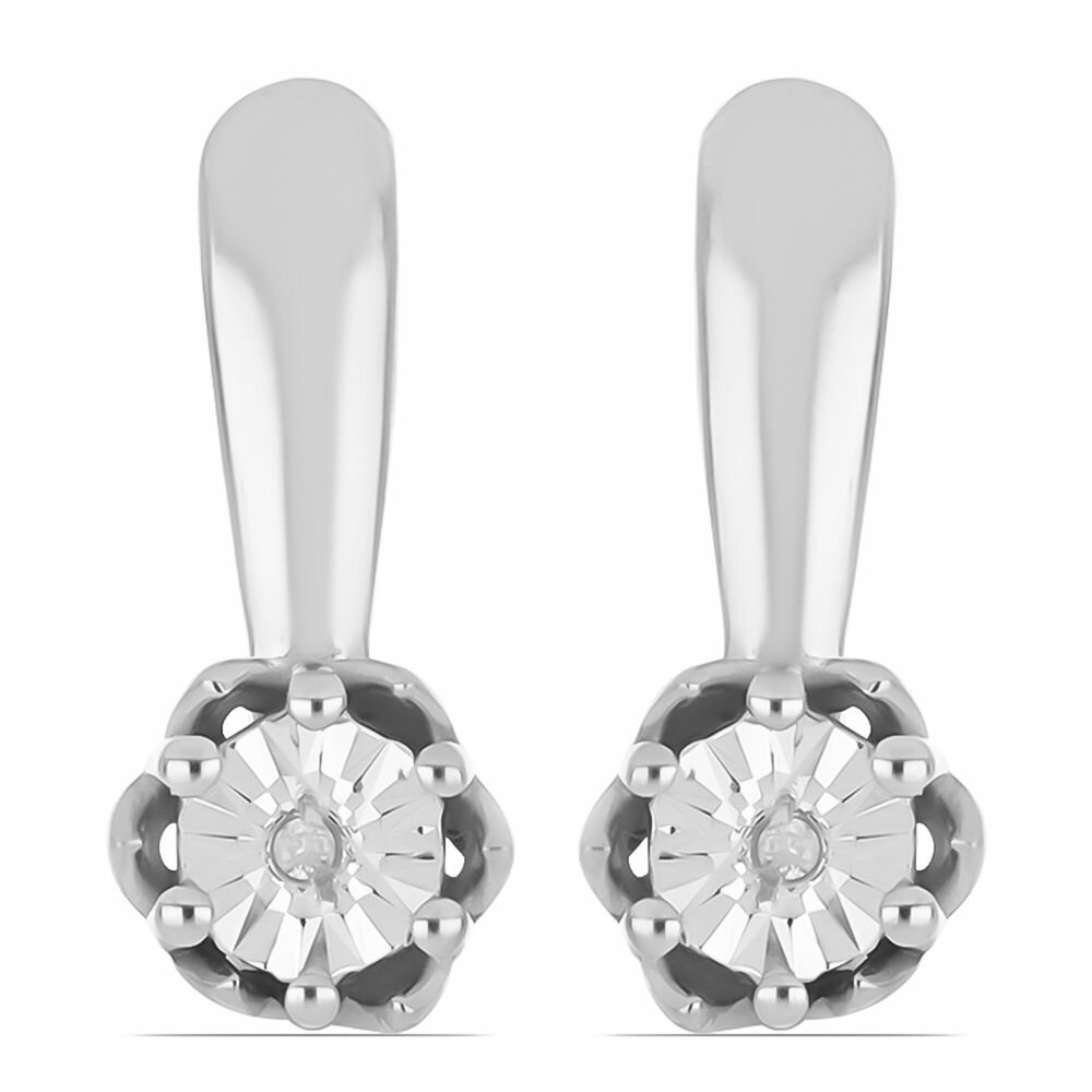 Серьги Ювелирия, серебро, 925 проба, родирование, бриллиант