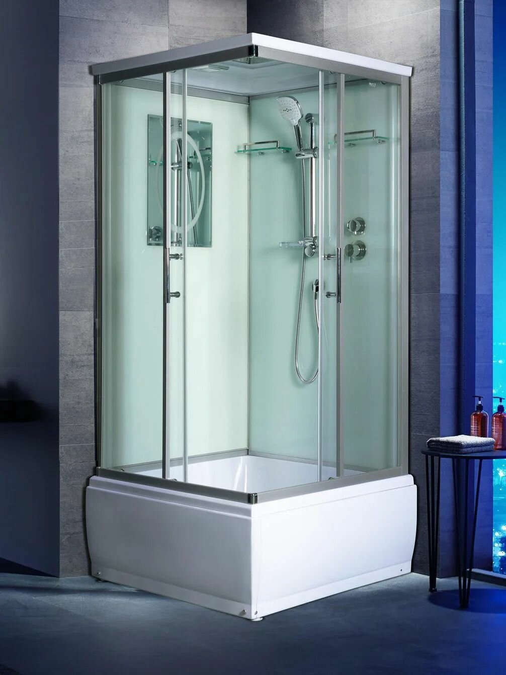 Душевая кабина с крышей WeltWasser WW500 ALLER 902, высокий поддон, форма квадратная, прозрачное стекло