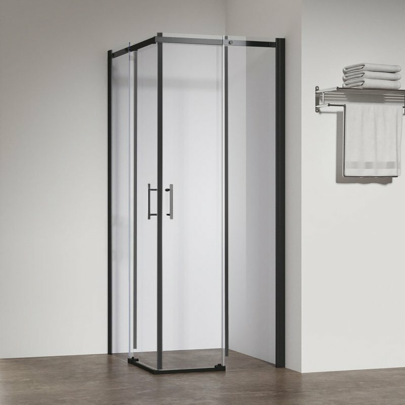 Душевой уголок Veconi Rovigo RV-50B 100х100 см, профиль матовый черный, стекло прозрачное