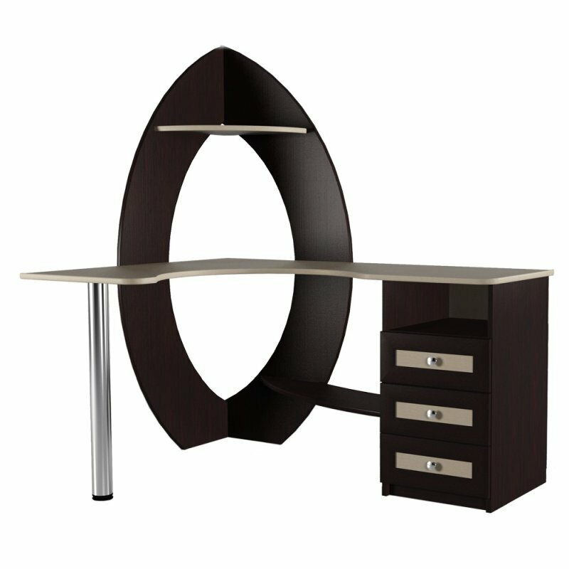 Компьютерный стол DoorDoor-42 венге / дуб молочный 140х156х105 см, цвет на заказ