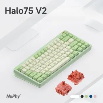NuPhy Клавиатура беспроводная Halo75 V2 Raspberry Switch, (Gateron Red), светло-зеленый