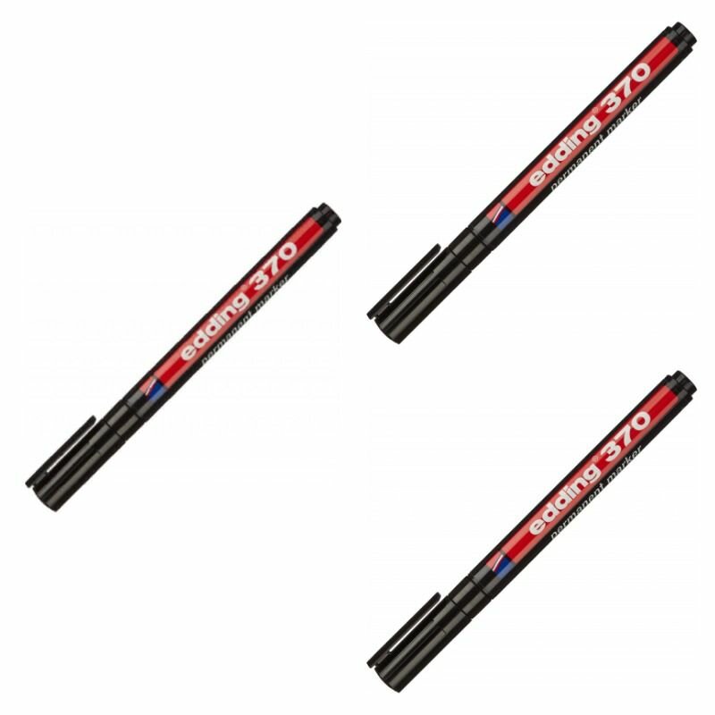 Edding Маркер перманентный, черный, 1 мм, круглый наконечник, 3 шт.