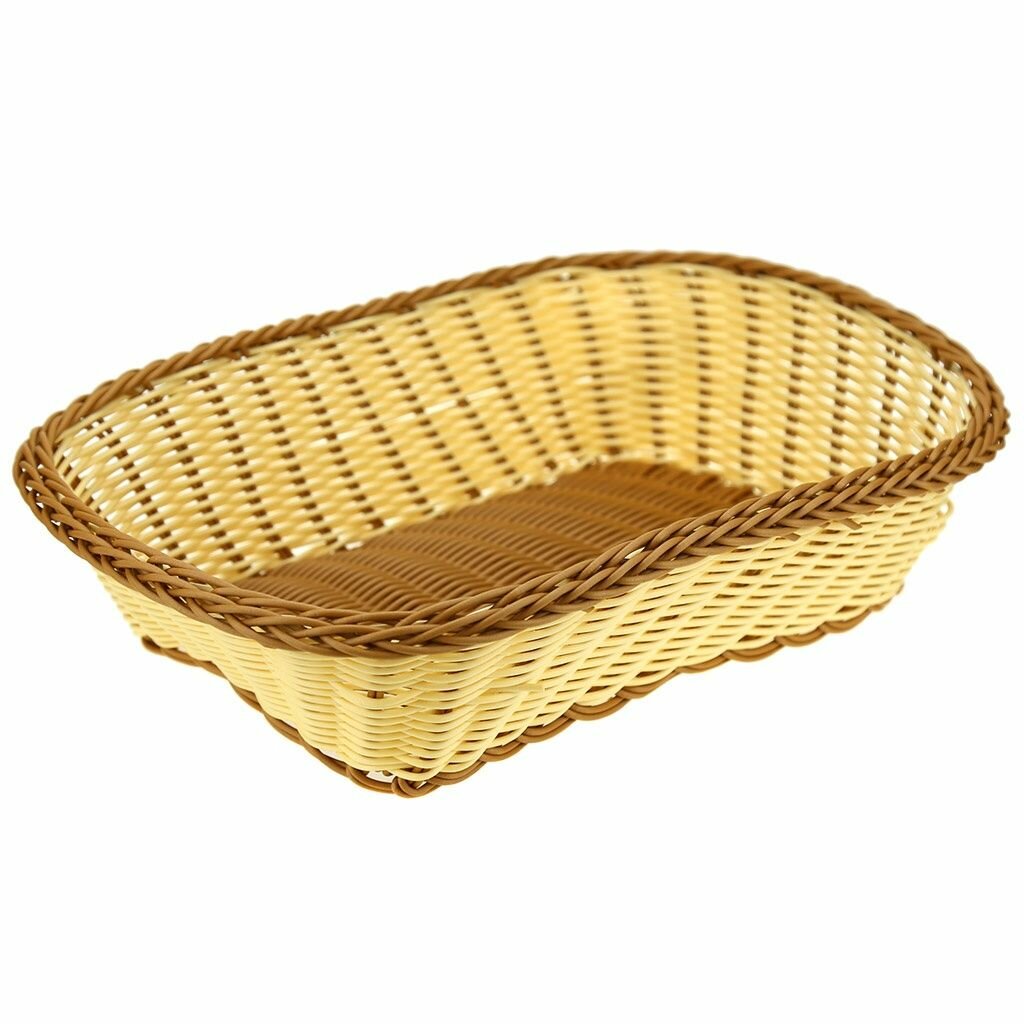 Корзина-сухарница КНР плетеная "Кофе с молоком", 32х23 см, высота 8,5 см, полипропилен, форма прямоугольная