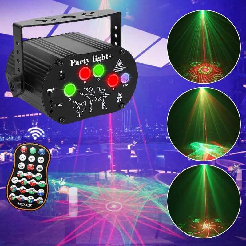 4Лазерный проектор, дискотечный свет, цветомузыка для дома