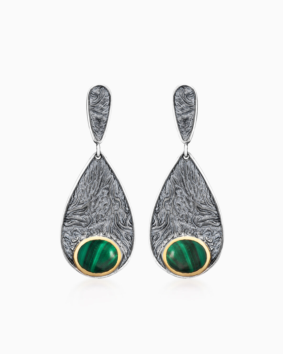 Серьги, серебро, 925 проба, малахит