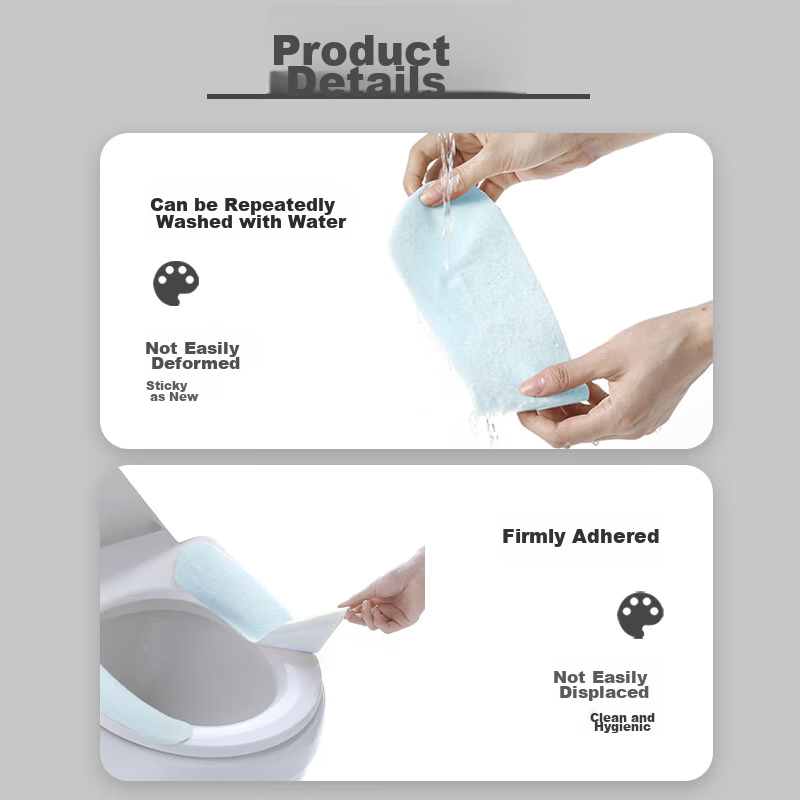 HOUYA Toilet Seat Covers, 3 Pairs/6 Pieces, Adhesive Toilet Seat Pads, Washable, All-Season Use