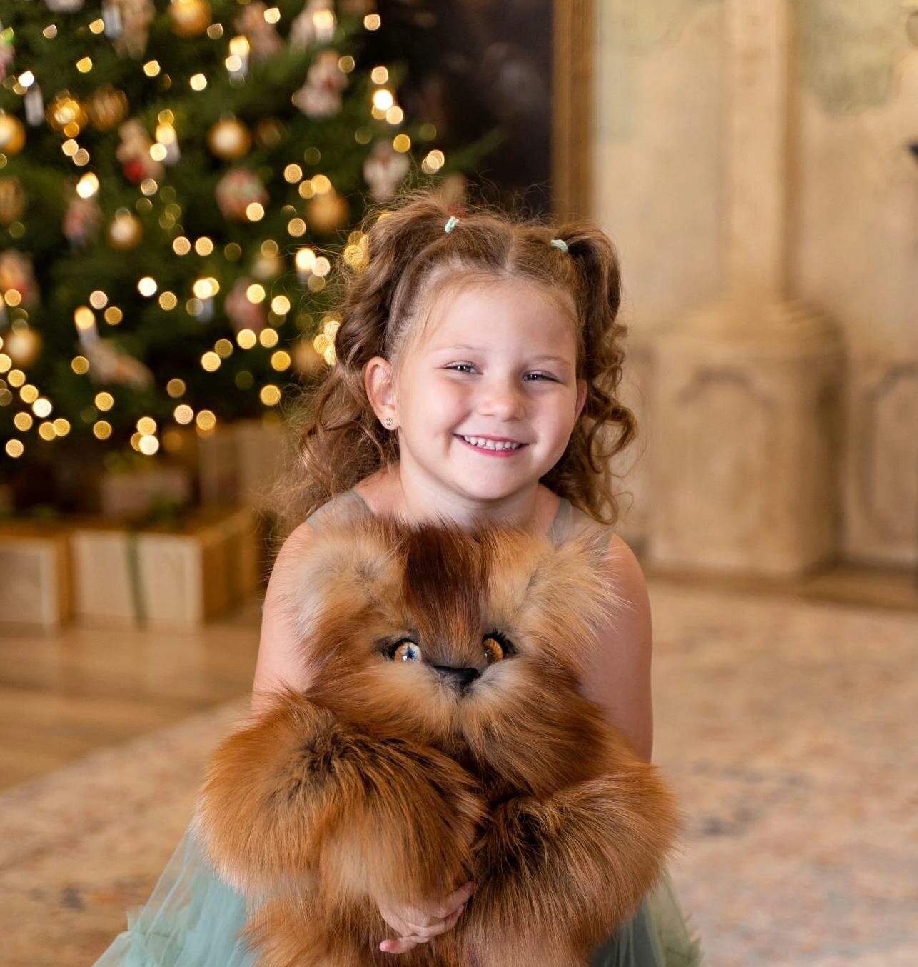 Мягкая игрушка котик большой тедди Holich Toys из натурального меха Мейнкун рыжий, мягкие игрушки, игрушки для детей, детские игрушки, игрушки для девочек, игрушки для мальчиков