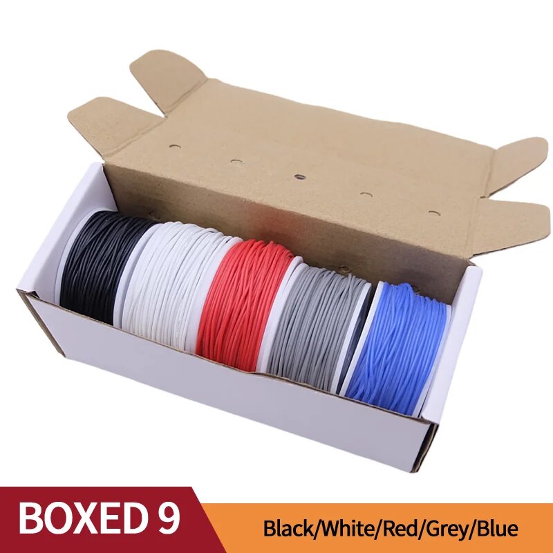 Силиконовый провод 26AWG 10м, 5 цветов (Boxed 9)