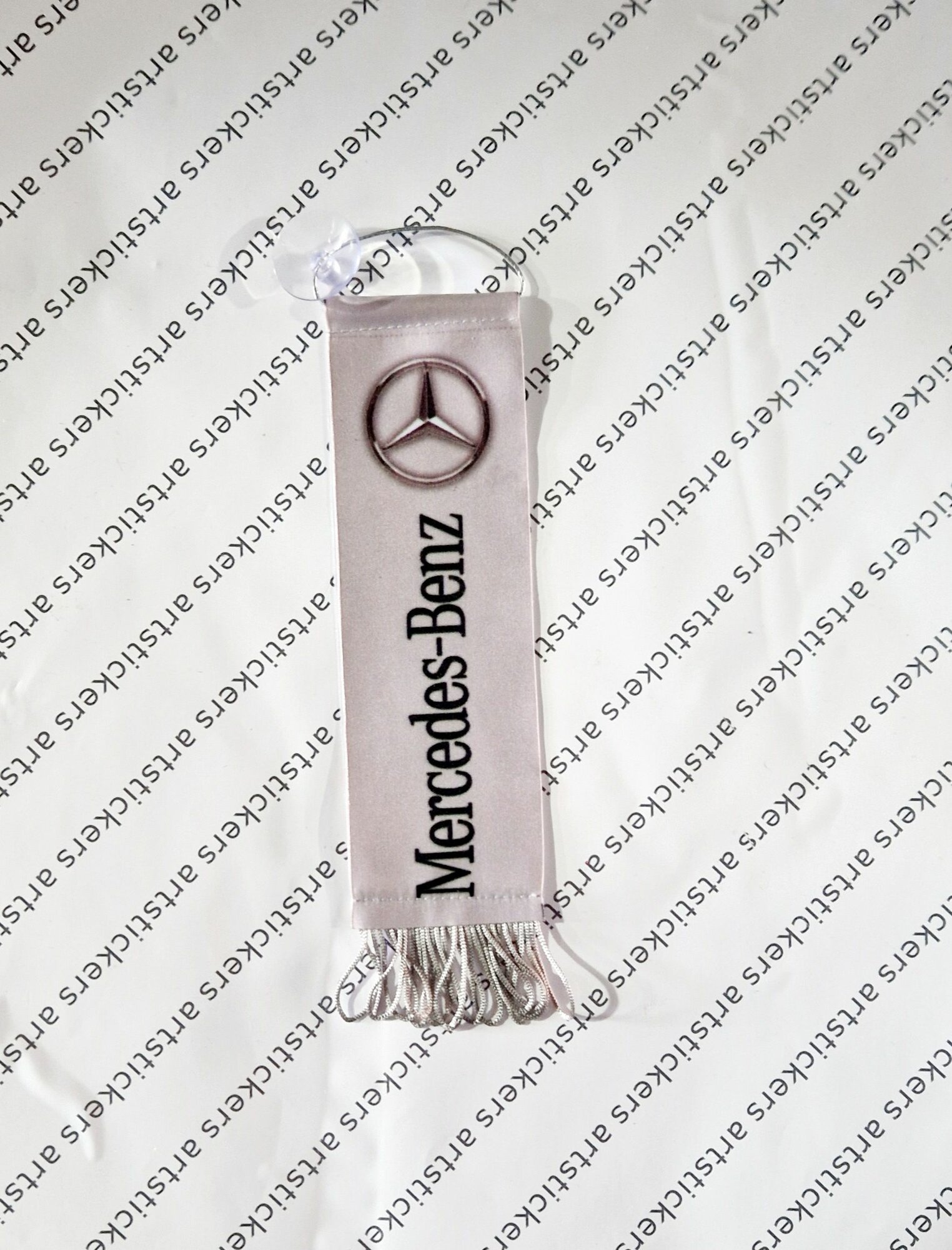 Вымпел MERSEDES+девушка, двусторонний на присоске, ткань, аксессуар для авто, 5.5х20см