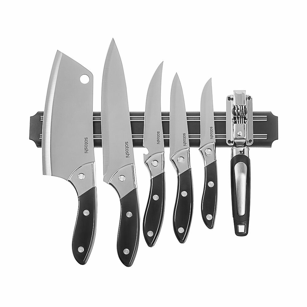 Набор ножей кухонных Гала-центр 7 предметов Сомьер, с магнитным держателем и точилкой