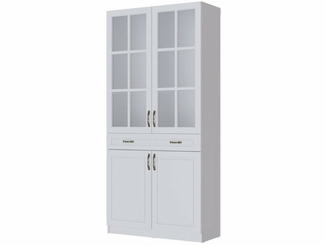 Шкаф-витрина с 5 полками и выдвижным ящиком, фасады МДФ, стиль прованс