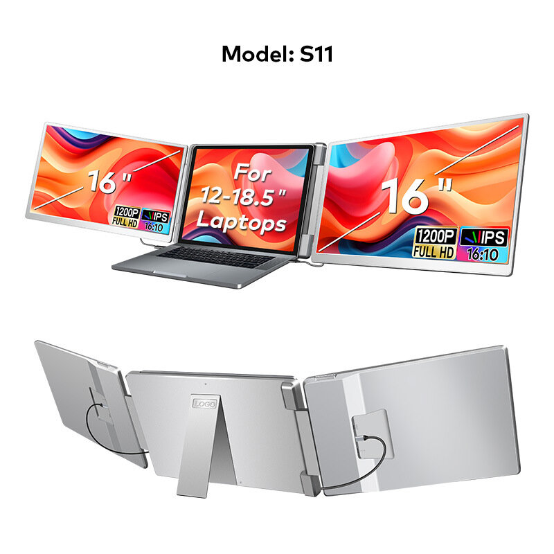 Портативный монитор с диагональю 16 дюймов, серый металл，