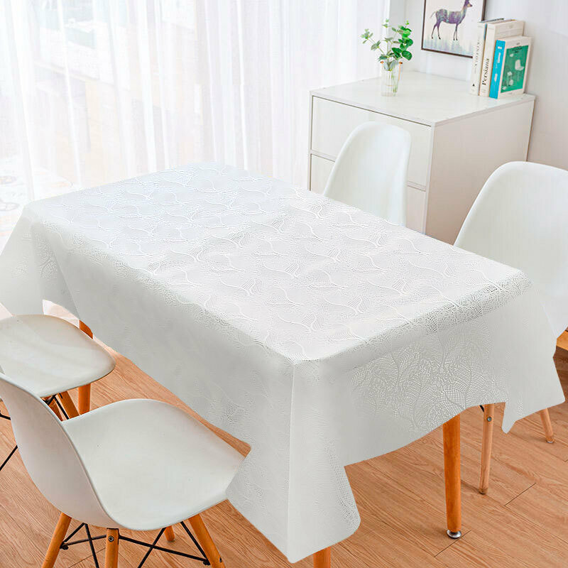 Клеенка столовая 137см, белая, ПВХ, текстурированный рисунок, 20м