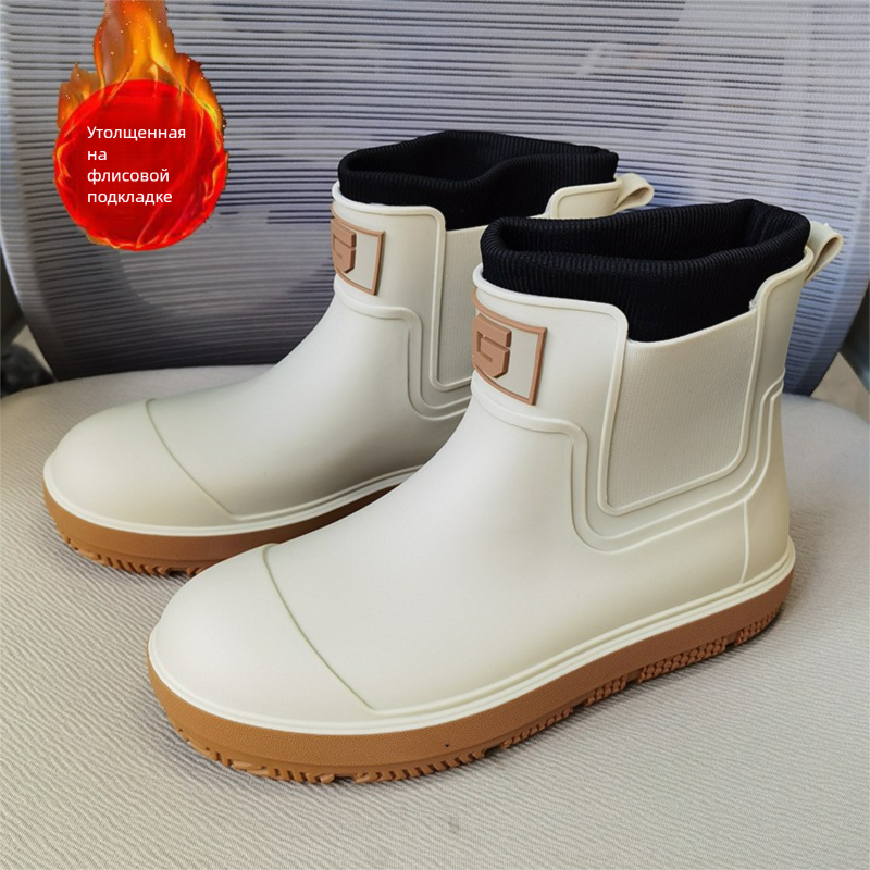 Модные полусапожки, резиновые сапоги для мужчин, универсальные водонепроницаемые ботинки для рыбалки, походные резиновые сапоги, корейская версия, нескользящая кухонная обувь