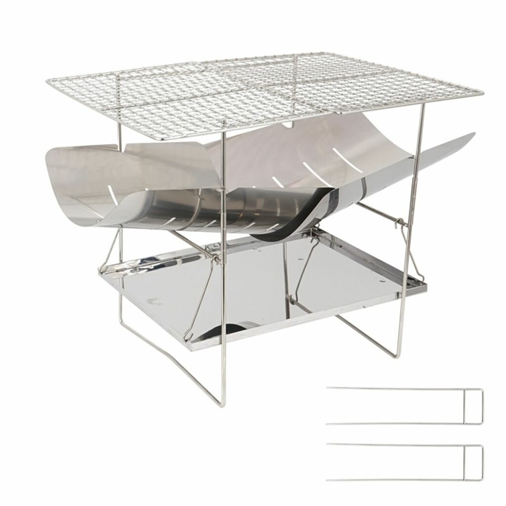 Уличная печь-гриль, нержавеющая сталь, 2 сетки для вилок, складной размер 32,5х25 см