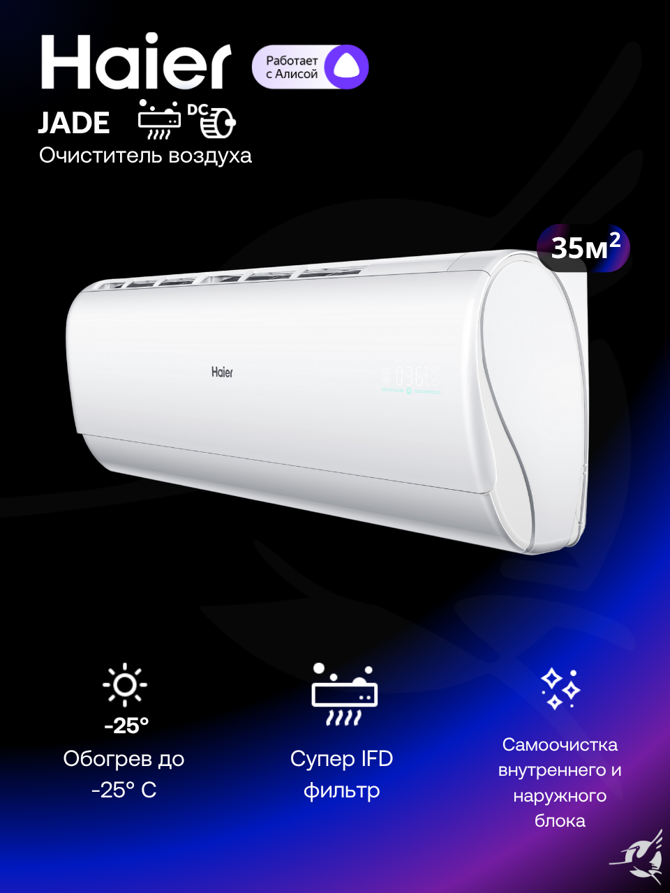 Инверторная сплит-система Haier Jade AS35S2SJ2FA-W / 1U35MECFRA на 35 м²