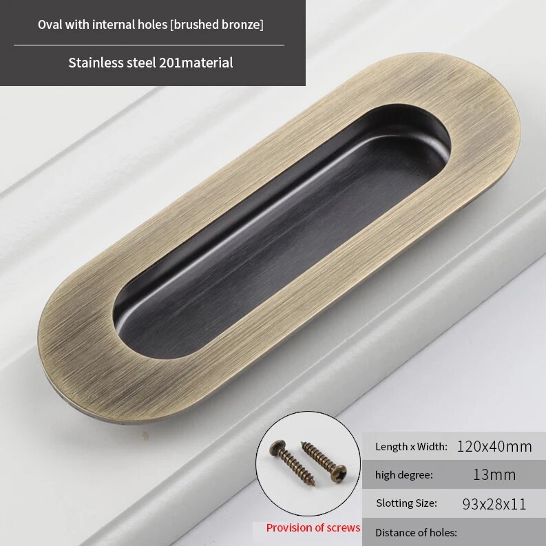 Скрытые ручки для дверей и ящиков, черные золотые, бронзовые 1pcs, 04-Bronze