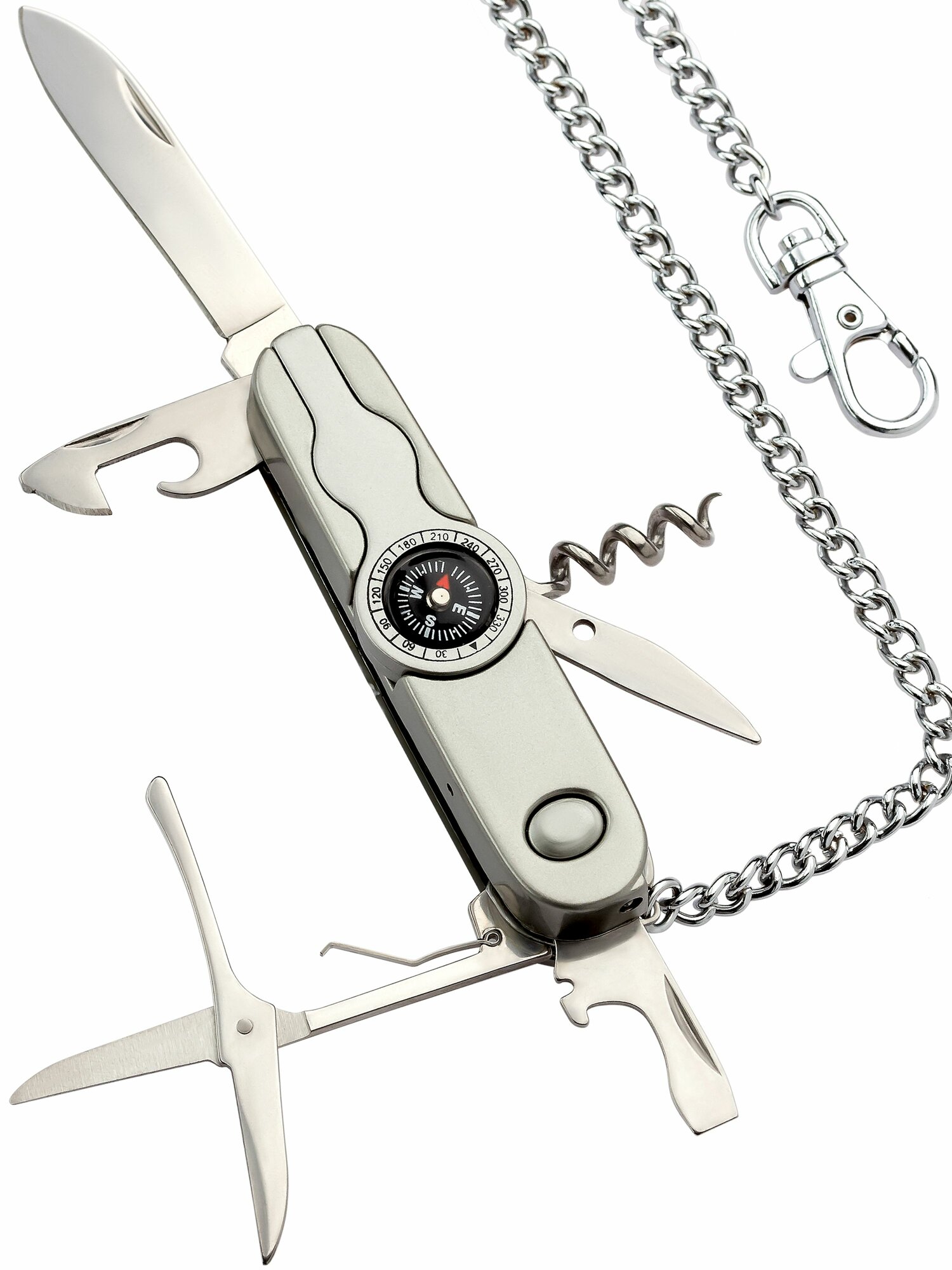 Нож складной Henckswissen K-931, мультитул 12 функций, с компасом, перочинный, туристический, для охоты и рыбалки