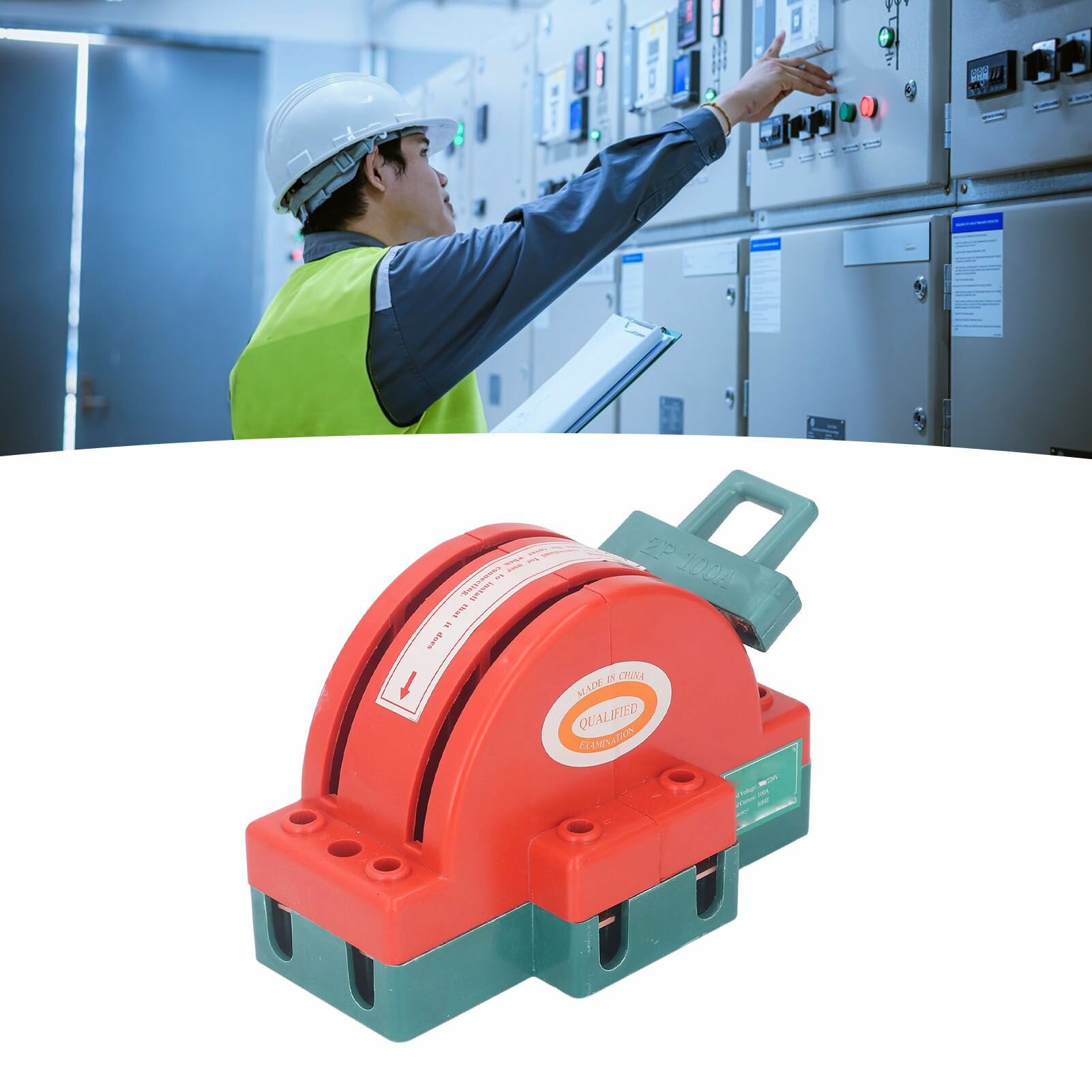 Ручной переключатель источника DPDT, 2P, 100А, 220В AC