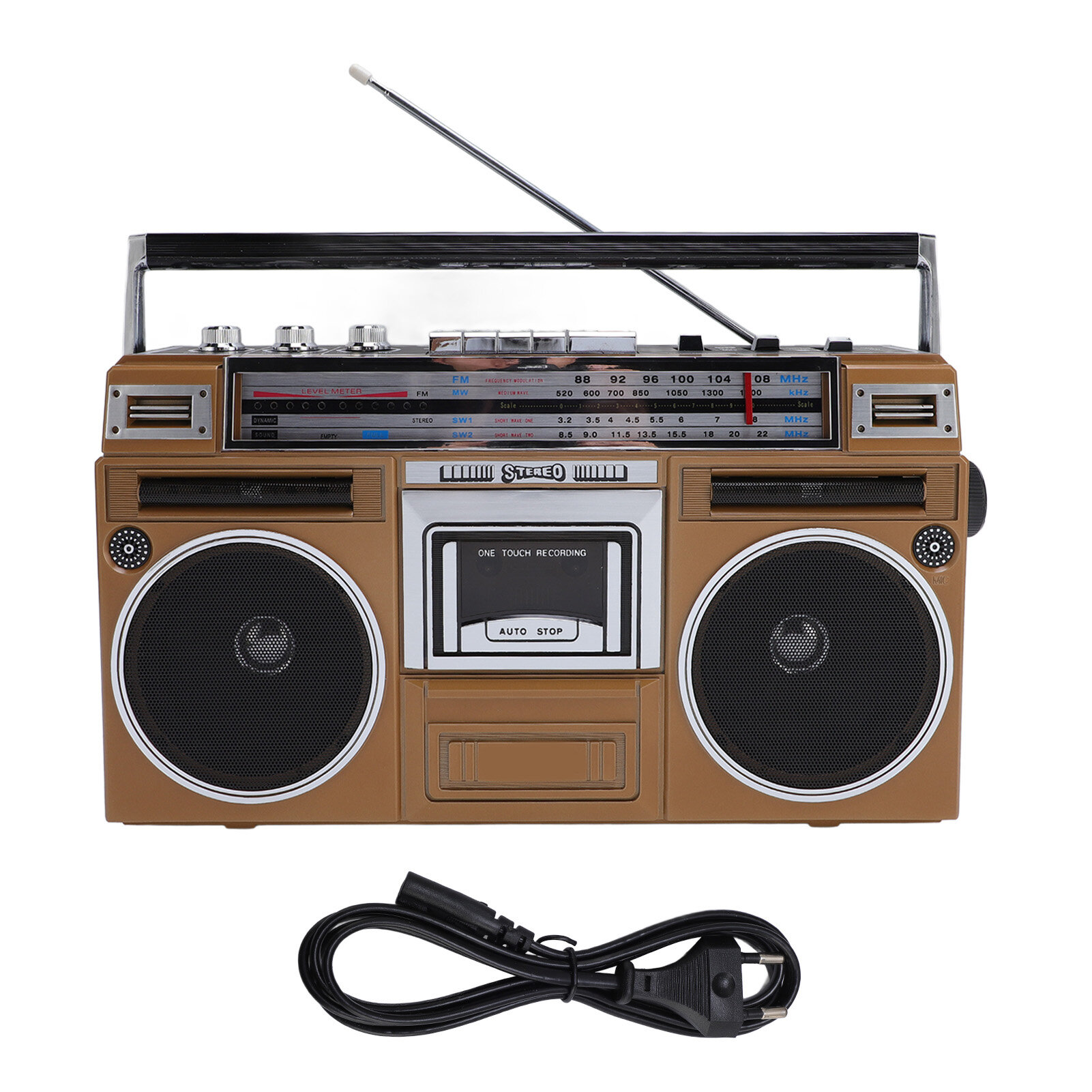 Кассет -плеера магнитофон Bluetooth Portable FM MW SW1 SW2 Radio USB -кассета для MP3 -преобразователя для дома на открытом воздухе Gold Eu Plug